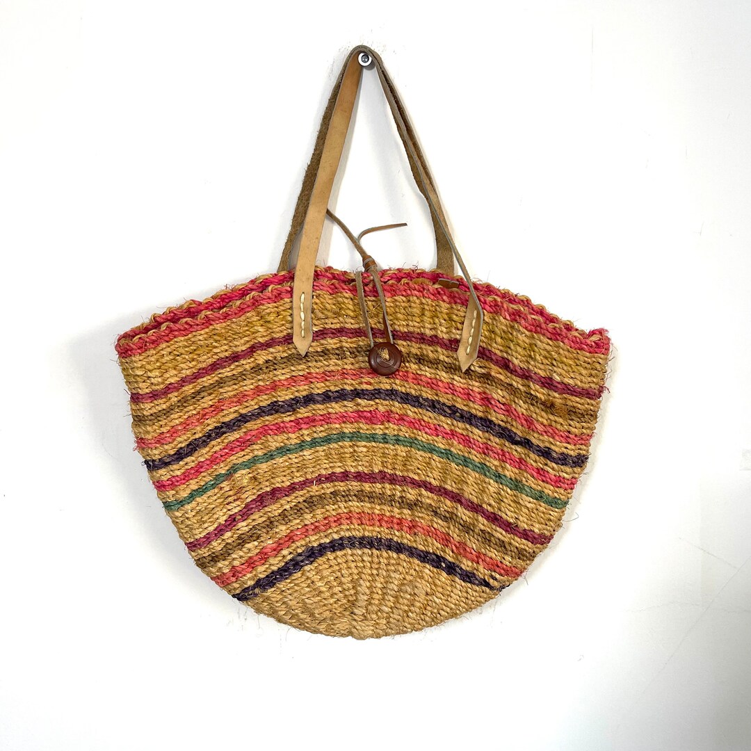 Vintage Woven Straw Sisal Bag. Vintage Sisal Bag. Boho Straw Hippie Bag ...