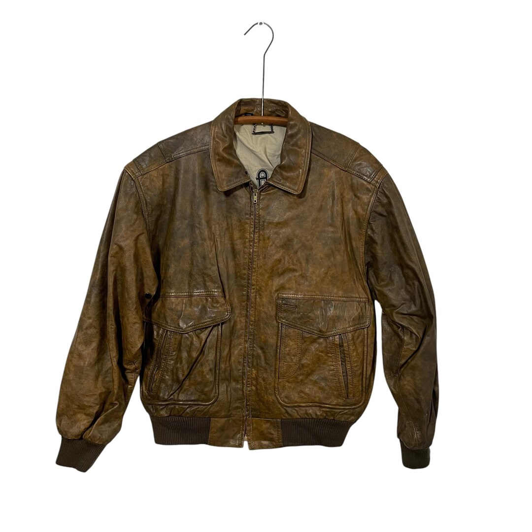 Vintage Members Only Brown Leather Biker Jacket. Santa Fe Express ...