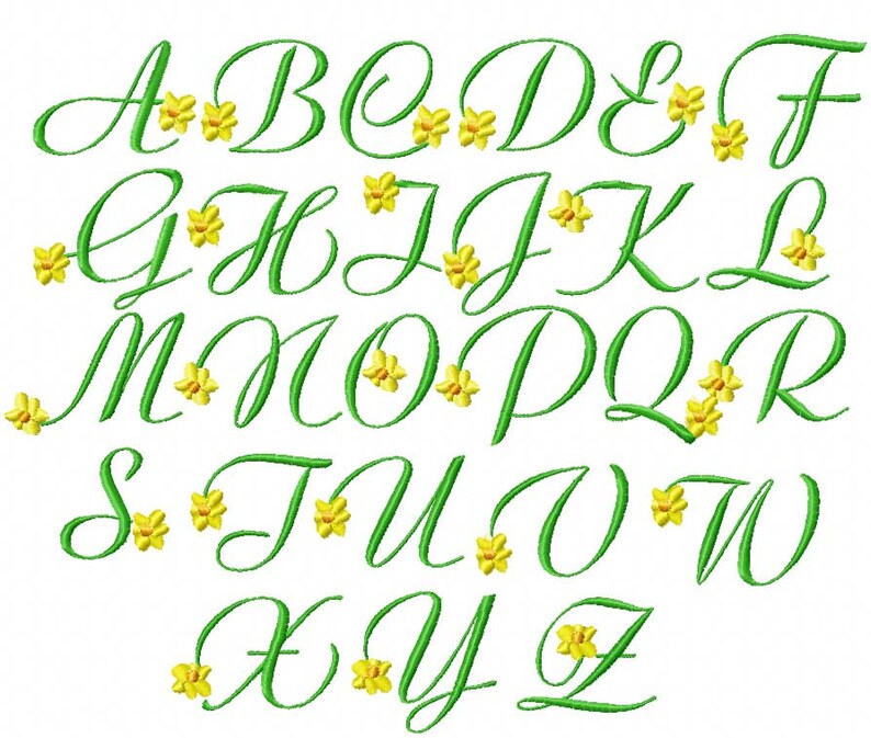 DAFFODILS FONT. for the 4x4 Hoop Machine Embroidery Designs - Etsy