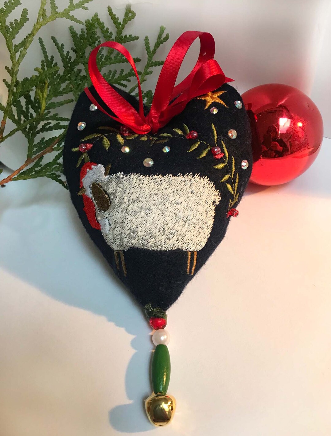 Santa Sheep Heart 5x7 Machine Embroidery Designs - Etsy