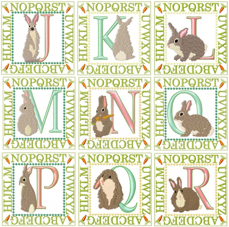 BUNNY ALPHABET LETTERS Machine Embroidery Designs - Etsy UK
