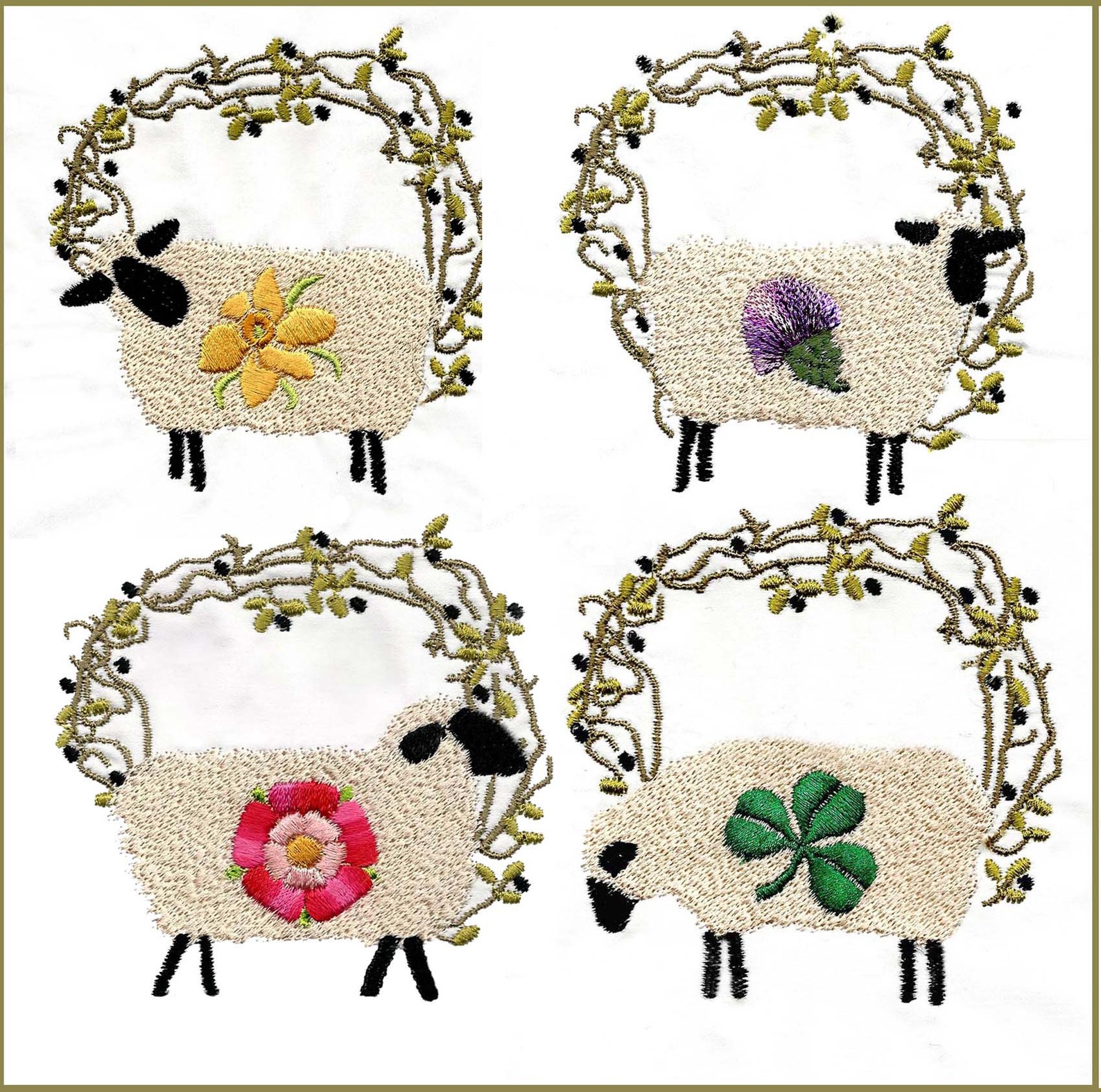 BRITISH SHEEP QUILT. for the 4x4 Hoop Prim/folk Art Machine Embroidery ...