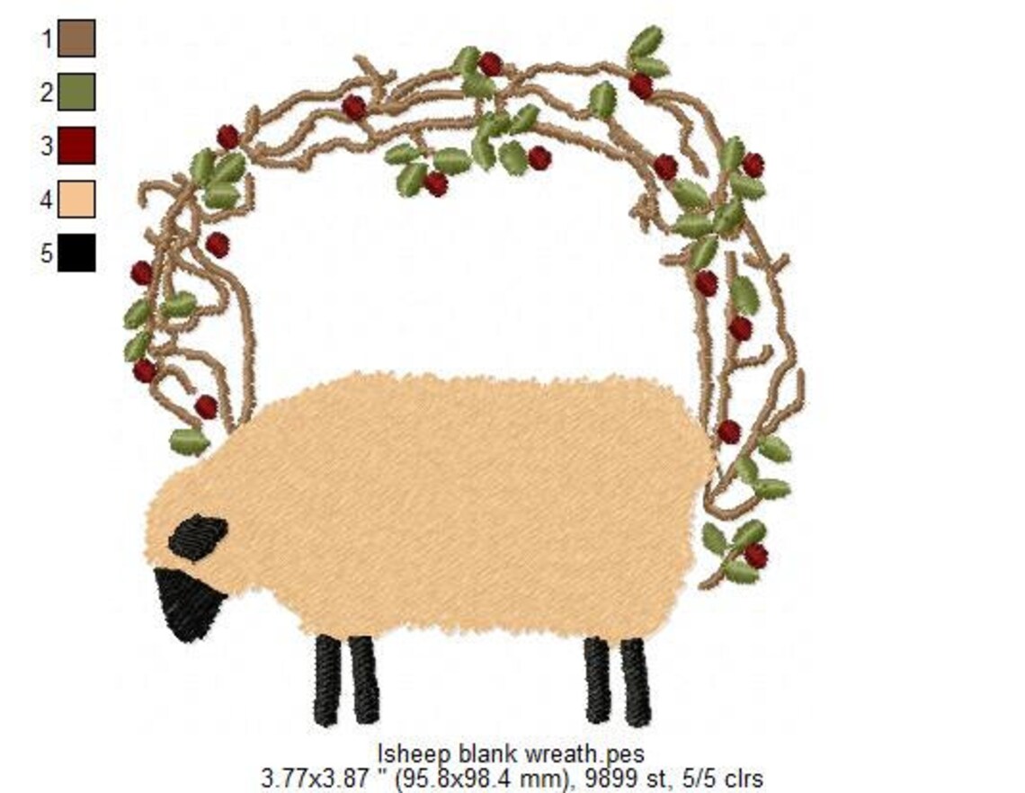 SINGLE IRISH SHEEP . for the 4x4 Hoop Prim/folk Art Machine Embroidery ...