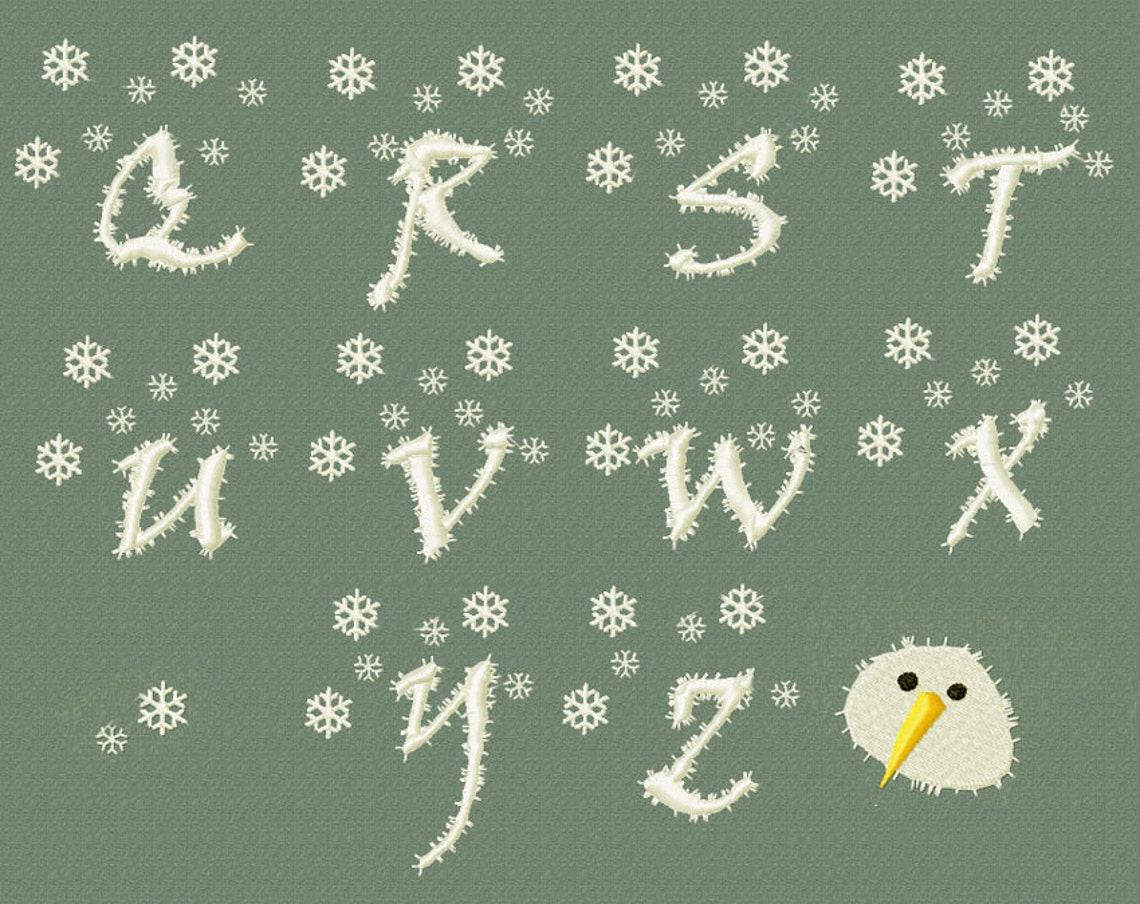 FROSTY SNOWFLAKE FONT /Alphabet. Machine embroidery designs | Etsy