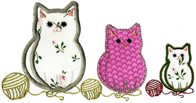 APPLIQUE WOOL CATS Cat Machine embroidery Designs | Etsy
