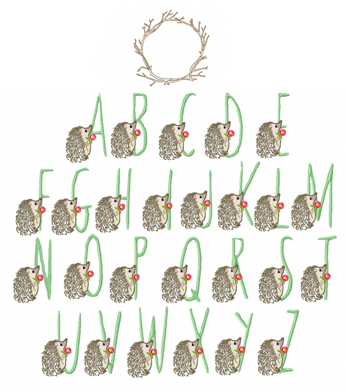 Woodland Hedgehog Font Machine Embroidery Designs - Etsy