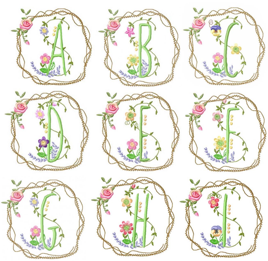 WATERCOLOUR MONOGRAM LETTERS Machine Embroidery Designs | Etsy