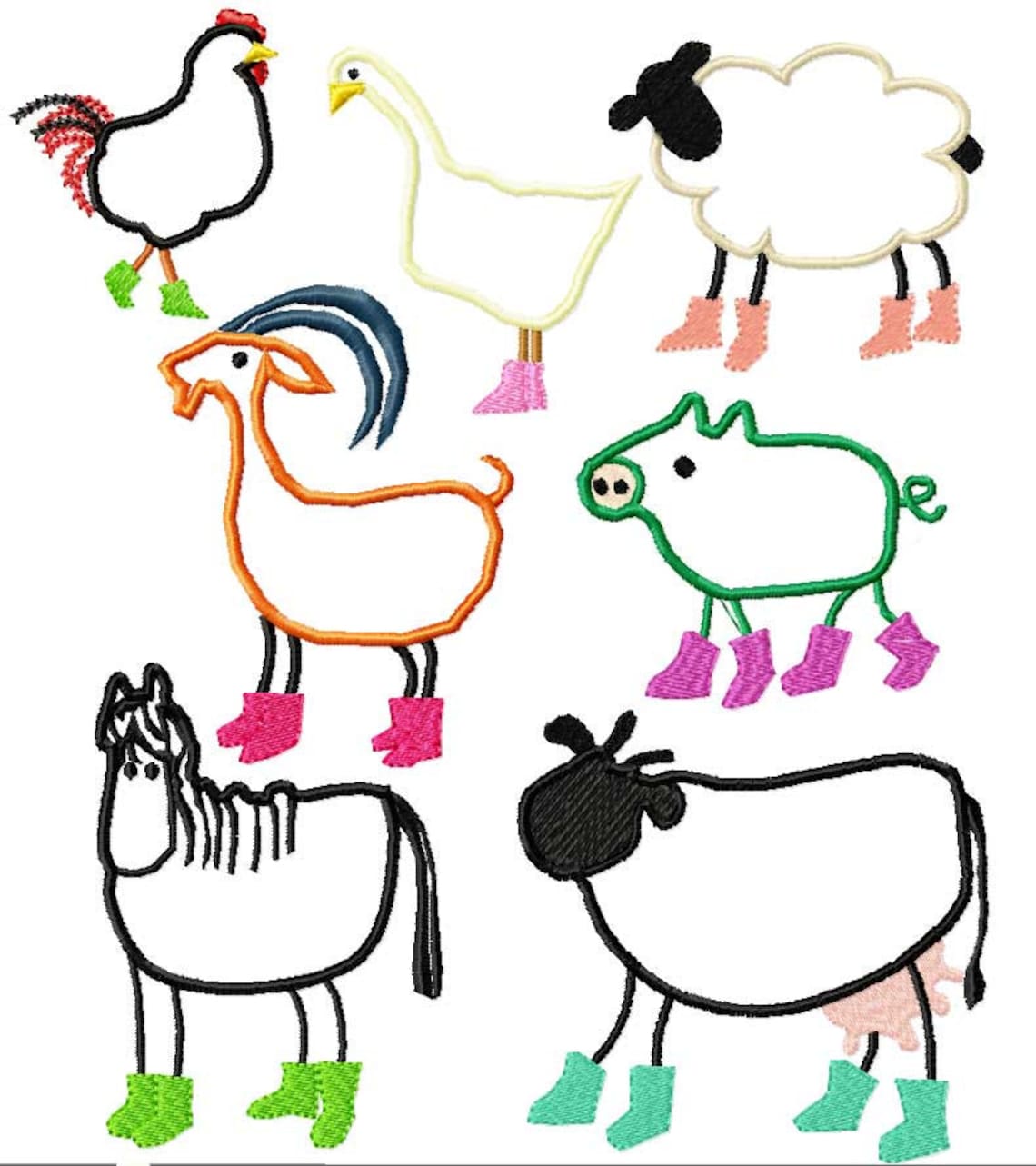 APPLIQUE FARM ANIMALS Machine Embroidery Designs - Etsy