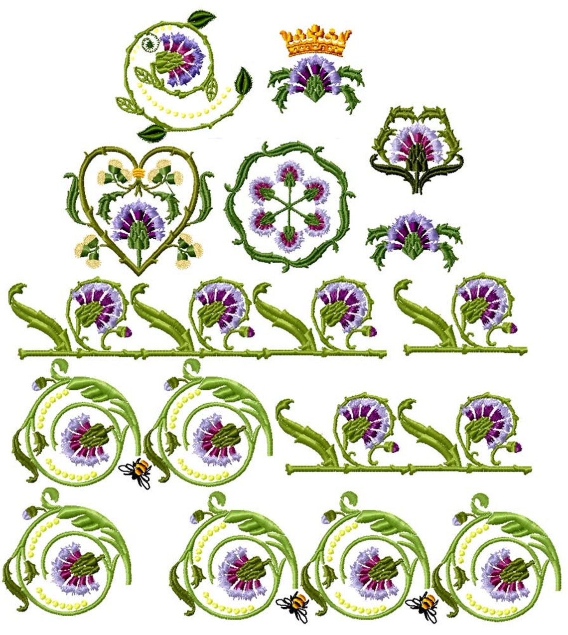 TUDOR THISTLE BORDERS Machine Embroidery Designs - Etsy