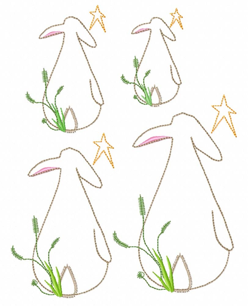 Whimsy Rabbit 2. With SVG for the 4x4 and 5x7 Hoop Prim/folk | Etsy