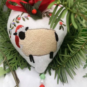 Santa Sheep Heart 5x7" Machine Embroidery Designs - Etsy
