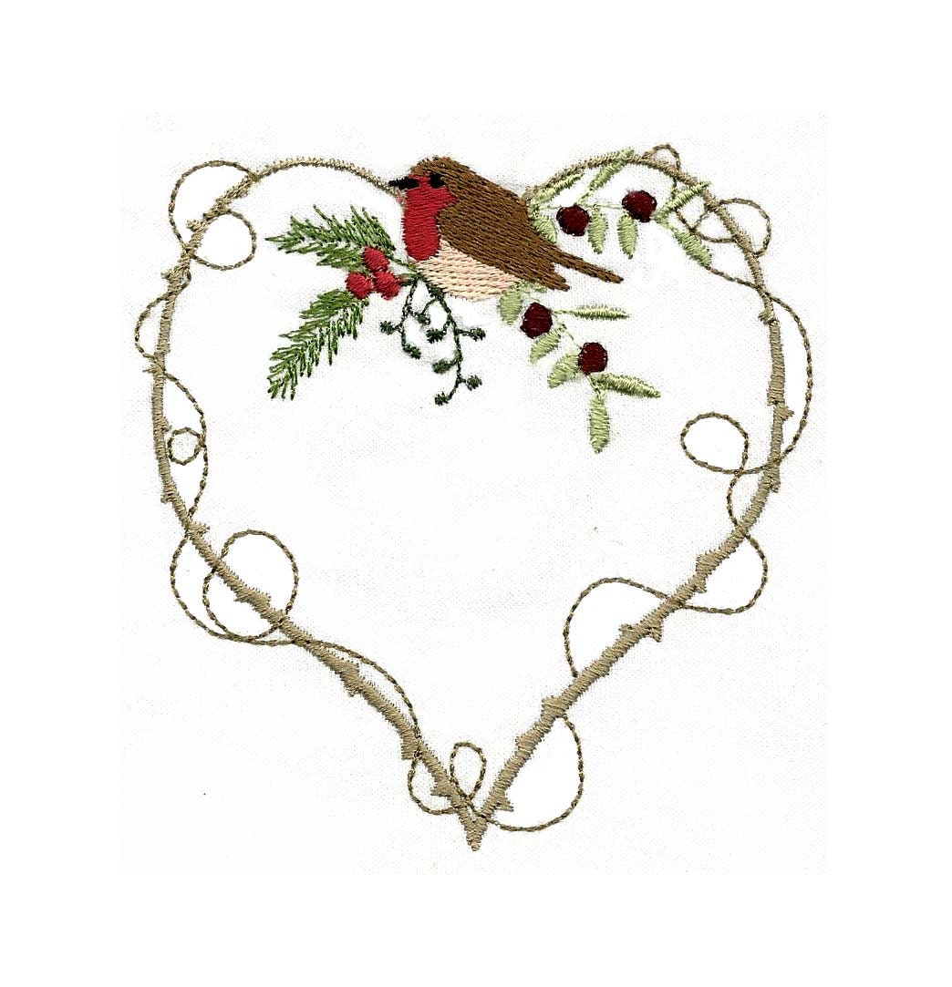 ROBIN HEART FRAME in 2 Sizes. .christmas Machine Embroidery - Etsy UK
