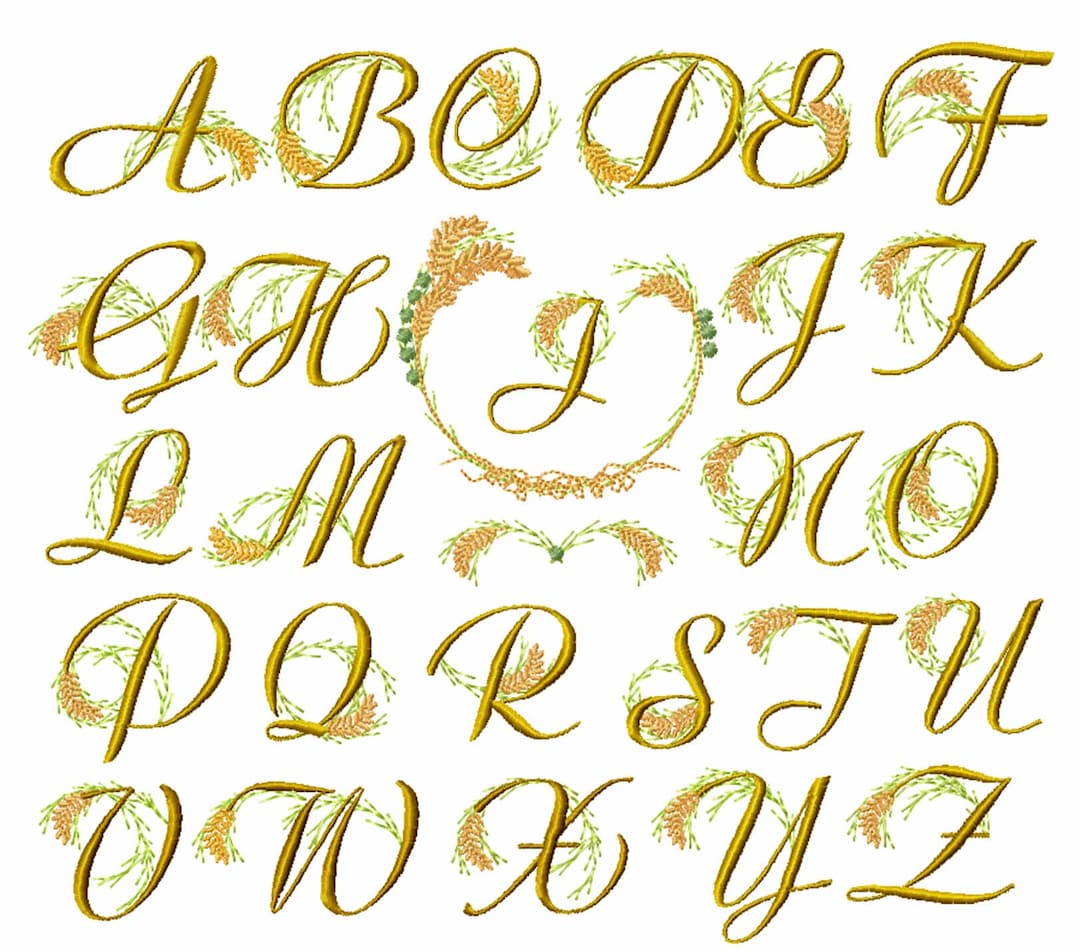 WHEAT FONT/MONOGRAMS Machine Embroidery Designs - Etsy