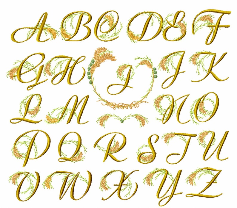 WHEAT FONT/MONOGRAMS Machine Embroidery Designs | Etsy