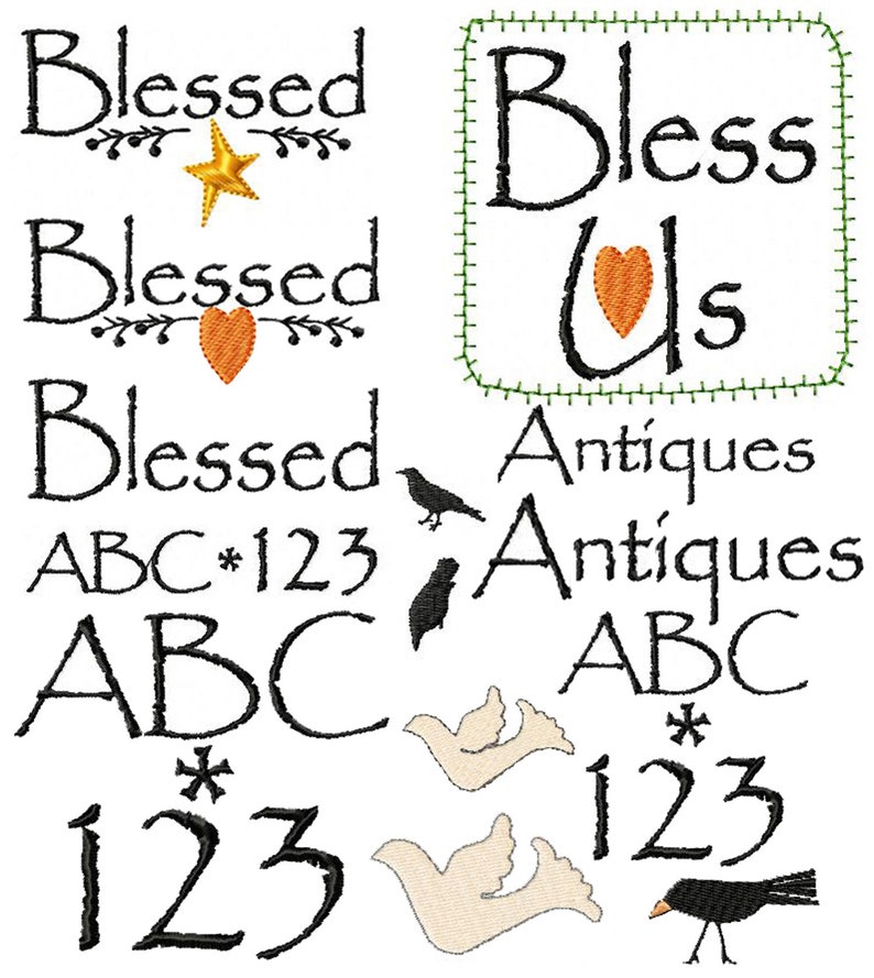 PRIMITIVE Words.machine Embroidery Designs | Etsy