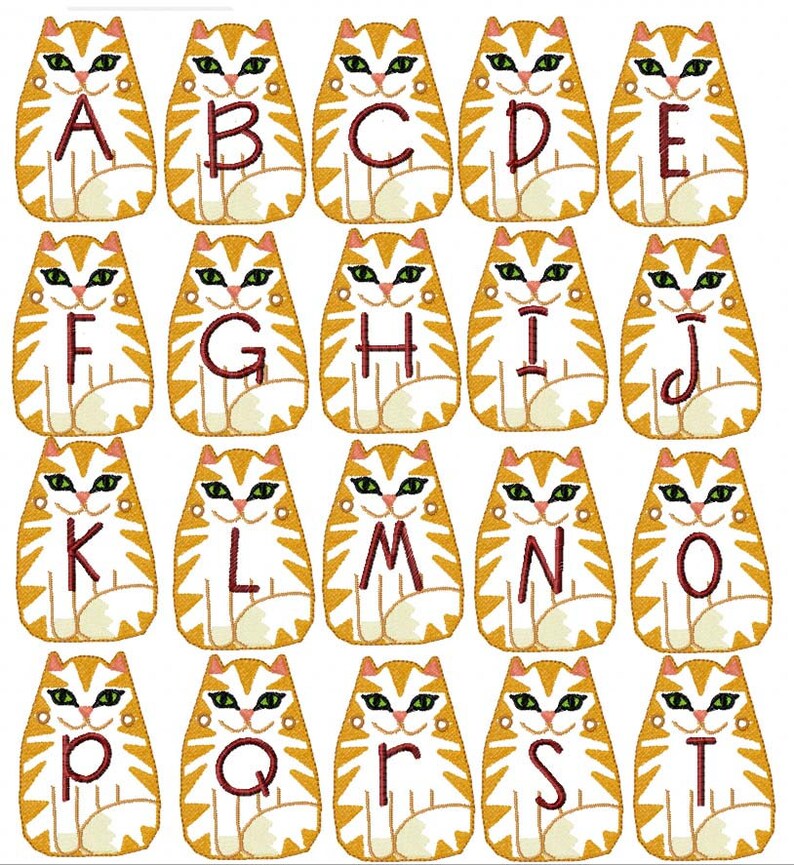 TABBY ALPHABET BUNTING Cat Machine Embroidery Designs - Etsy