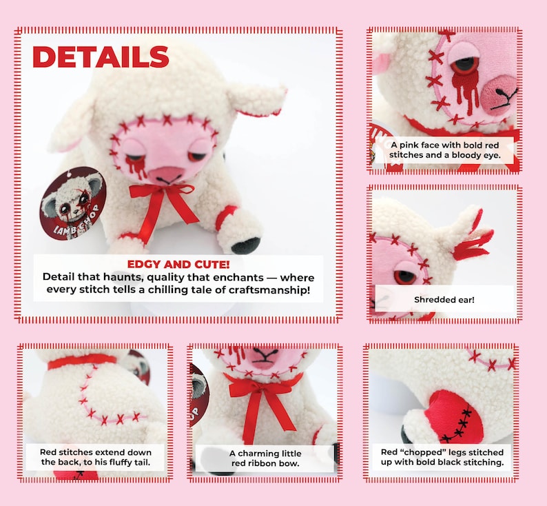 Petrifying Plushies Lamb Chop - Creepy Halloween Stuffed Animal Plushy ...