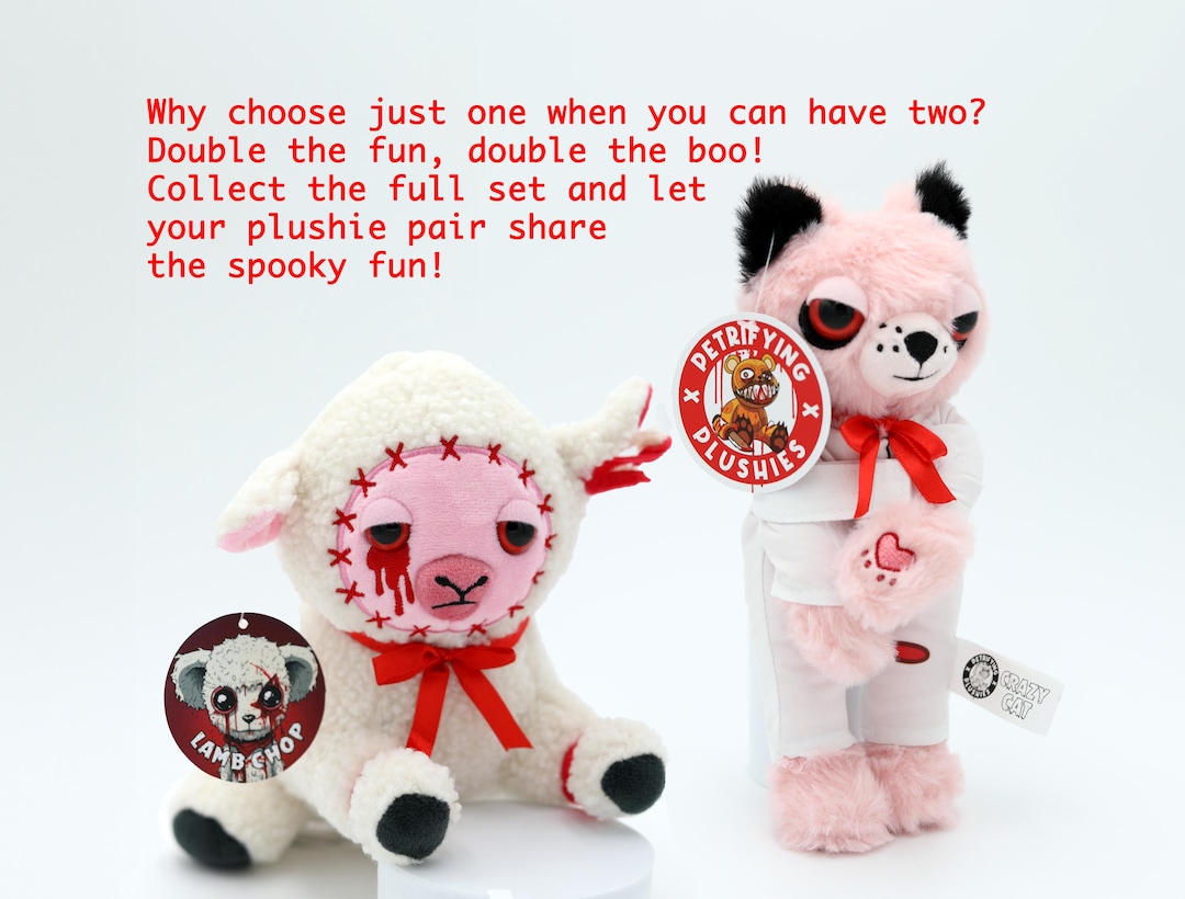 Creepy Plushie Bundle: Lamb Chop & Crazy Cat Stuffed Animals - Etsy