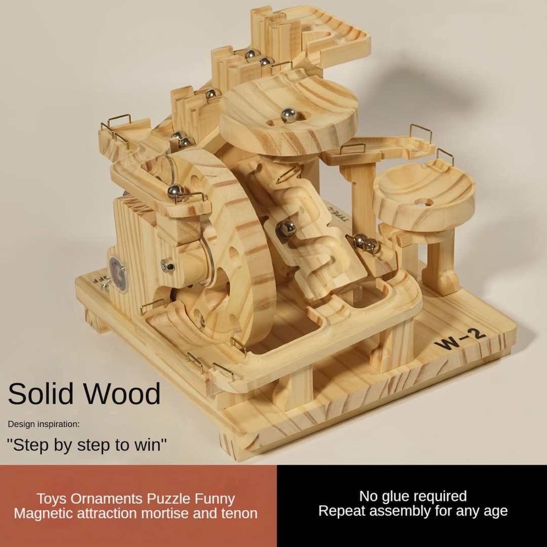 Wood Marble Run Puzzle Kit – No Glue, Reusable DIY Toy Decorative ...