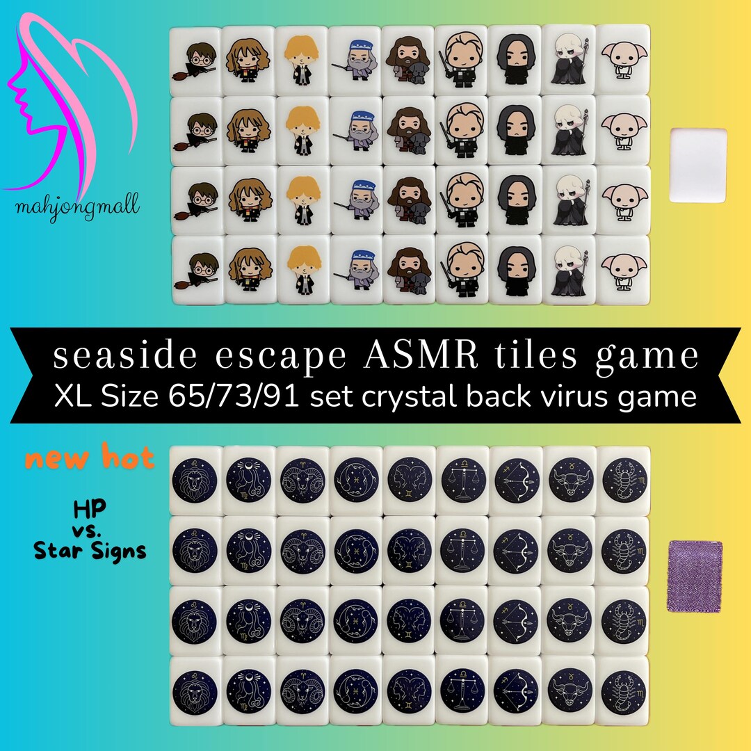 XL Seaside Escape Push Tile Game Diy Custom Handmade Mahjong Tiles Set ...