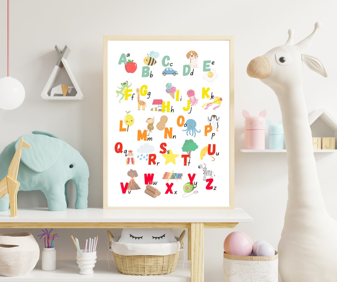 Colourful ABC Alphabet Digital Print, Educational Wall Decor for ...