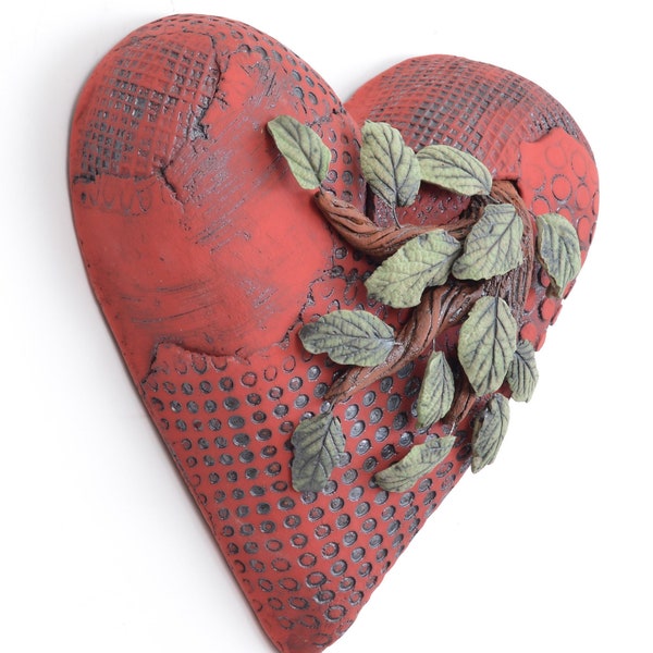 Red Ceramic Heart - Etsy