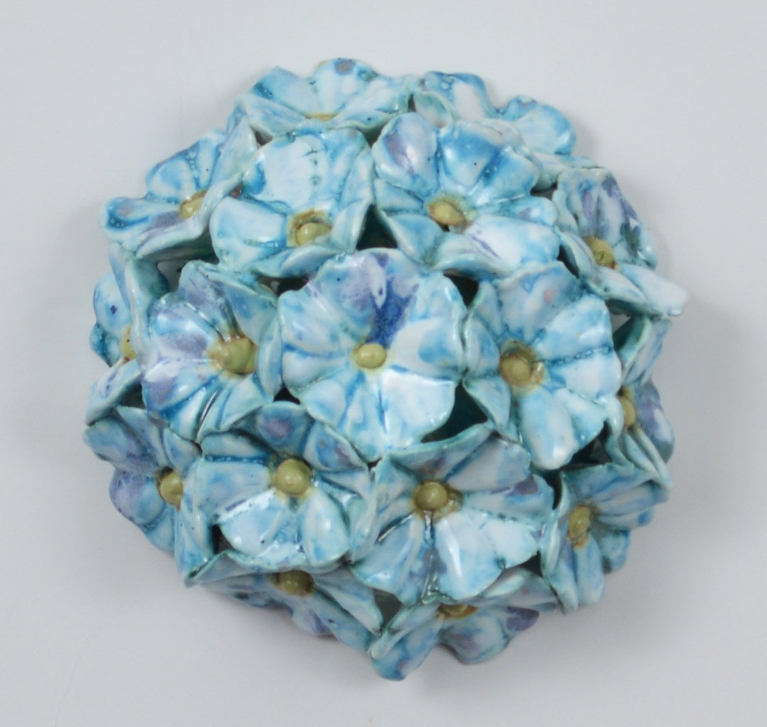 Ceramic Botanical Blue and White Flower Cluster Wall Sculpture Wall ...