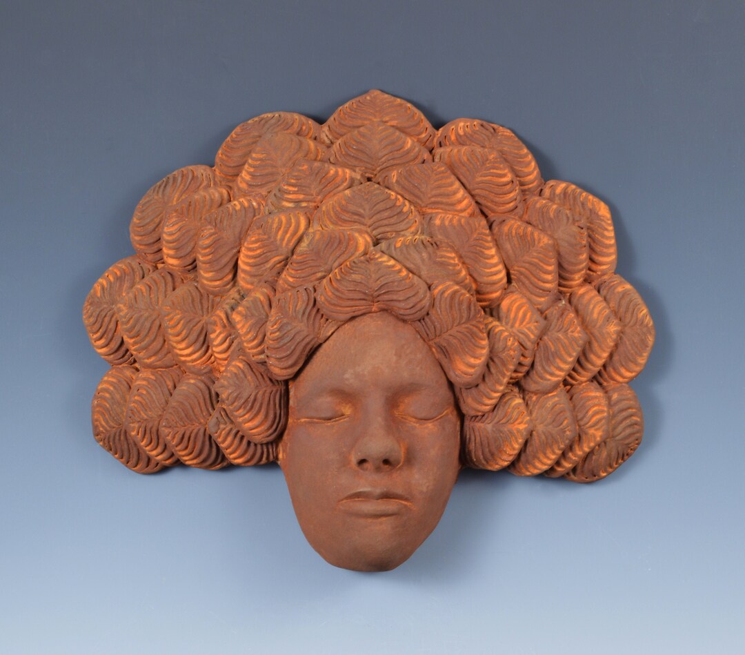 Serenity in Rust Contemporary Ceramic Sculpture Mask Wall - Etsy