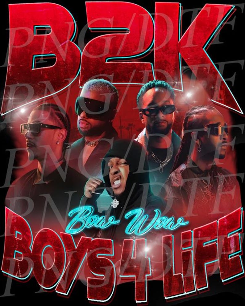 B2K Boys 4 Life Tour Png, B2k Boys 4 Life Dtf Print, Bow Wow Print, Red ...