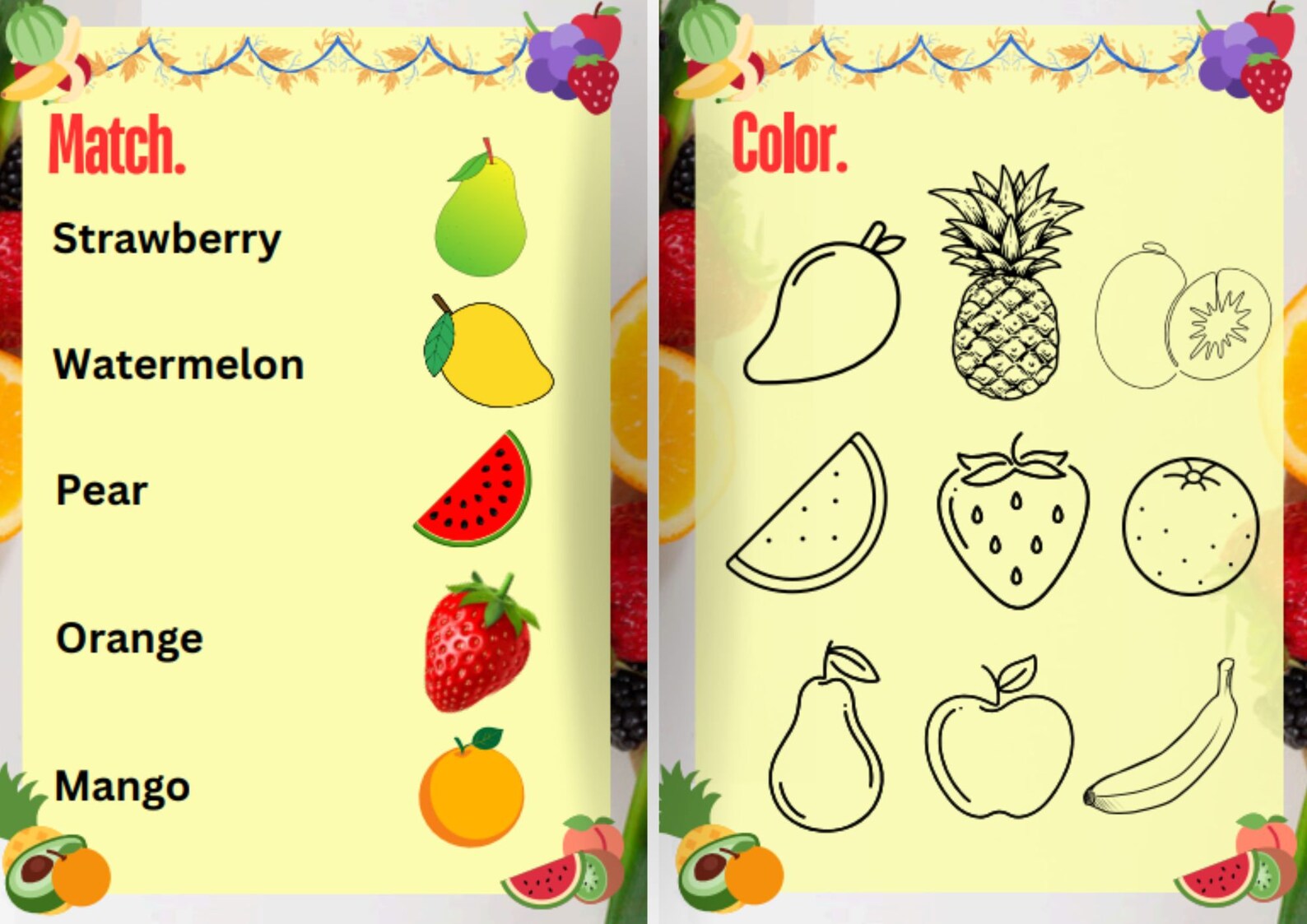 Fruits Activity Book Printables Reading Practice Writing Practice ...