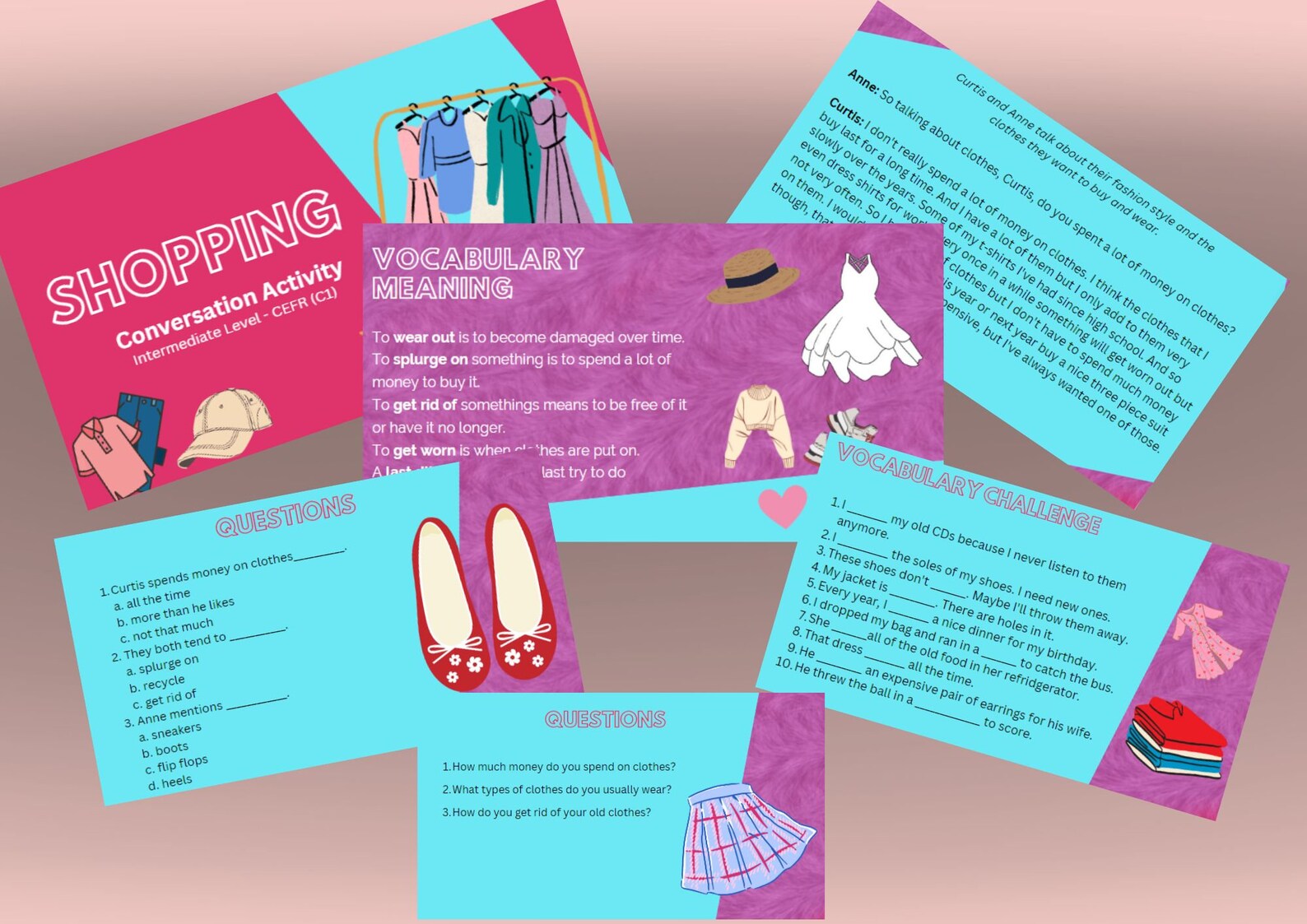 ESL Conversation Activity Booklet Shopping Clothes Speaking ...