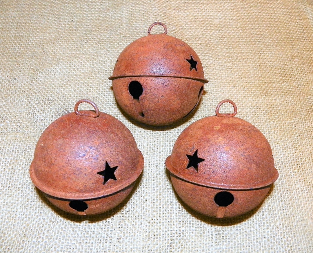 RUSTY BELLS Set of 3 Bells With Star Cutouts, 80MM or 3 1/8 Inch Rusty ...