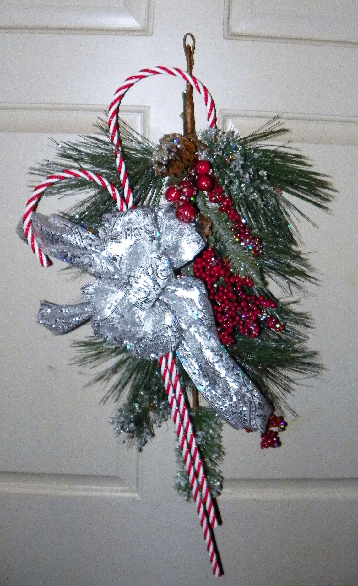 Candy Cane Door Swag 32" Long by 14" Wide, Twisted Candy Canes With ...