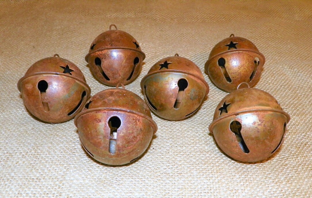 RUSTY BELLS Set of 6 Bells With Star Cutouts, 65MM or 2 1/2 Inch Rusty ...