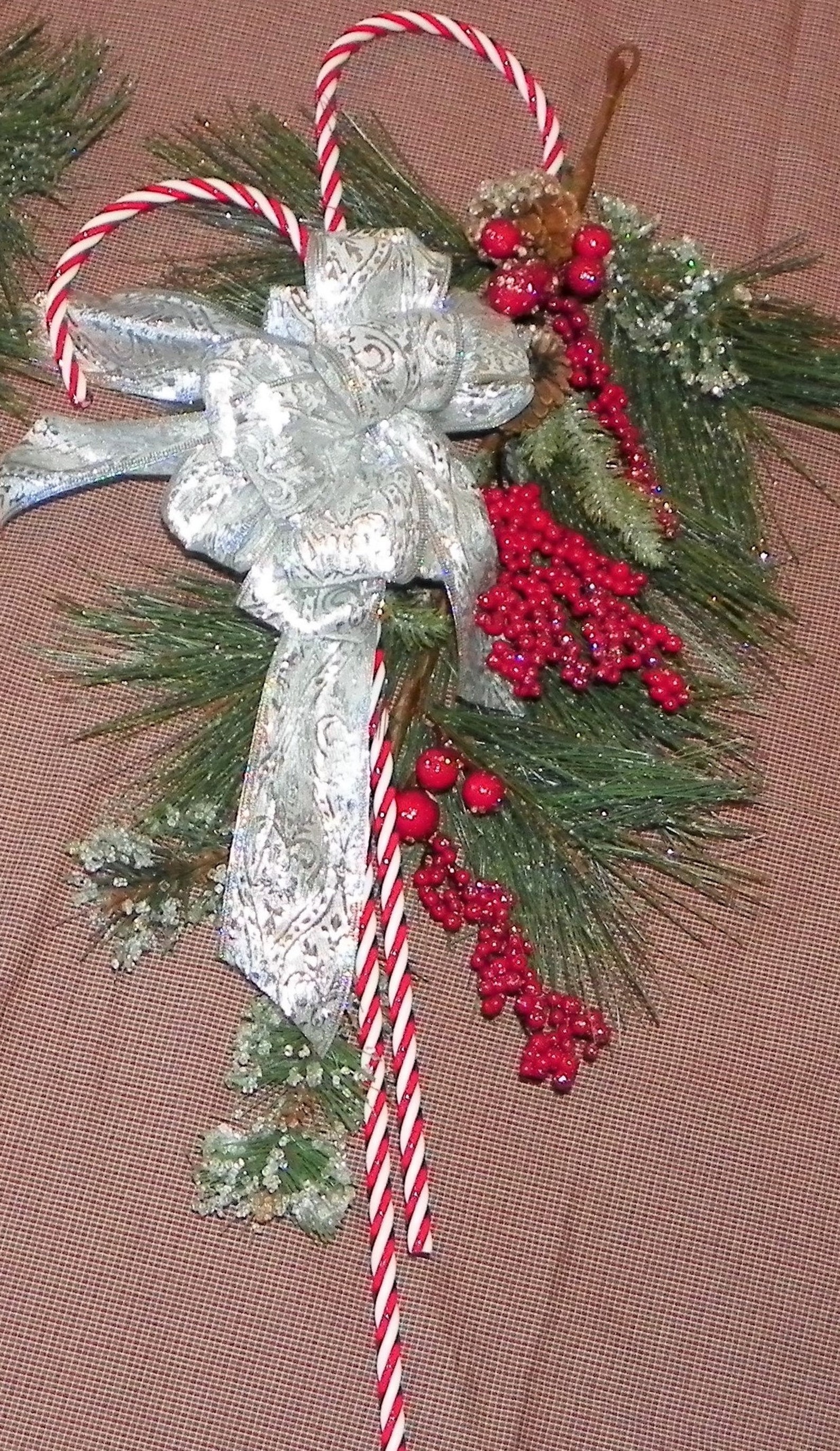 Candy Cane Door Swag 32" Long by 14" Wide, Twisted Candy Canes With ...