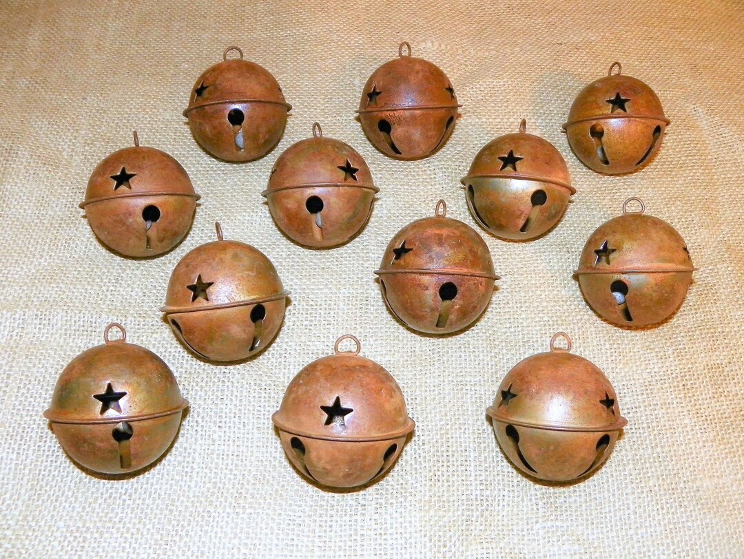 RUSTY BELLS Set of 12 Bells 65 MM With Star Cutouts, 65MM or 2 1/2 Inch ...