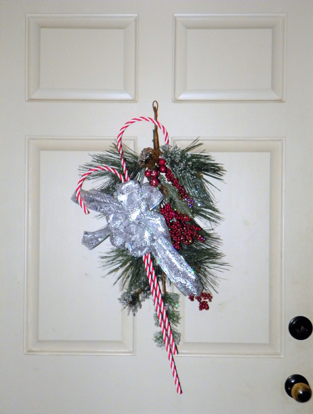 Candy Cane Door Swag 32" Long by 14" Wide, Twisted Candy Canes With ...