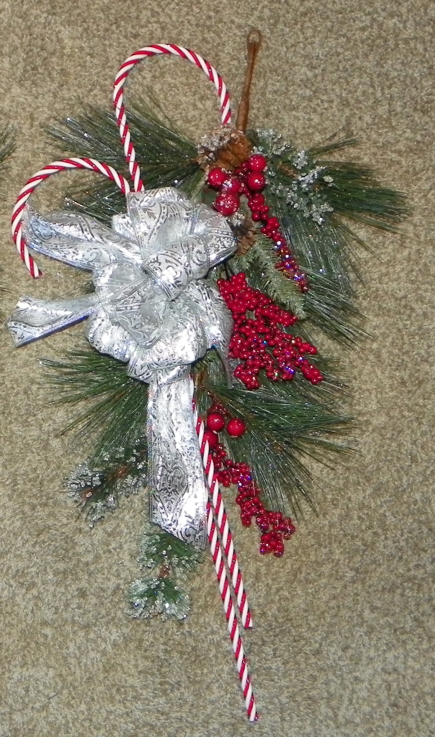 Candy Cane Door Swag 32" Long by 14" Wide, Twisted Candy Canes With ...