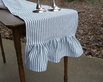 Custom Linen Table Runner Ruffled Linen Runner Monogram Option | Etsy