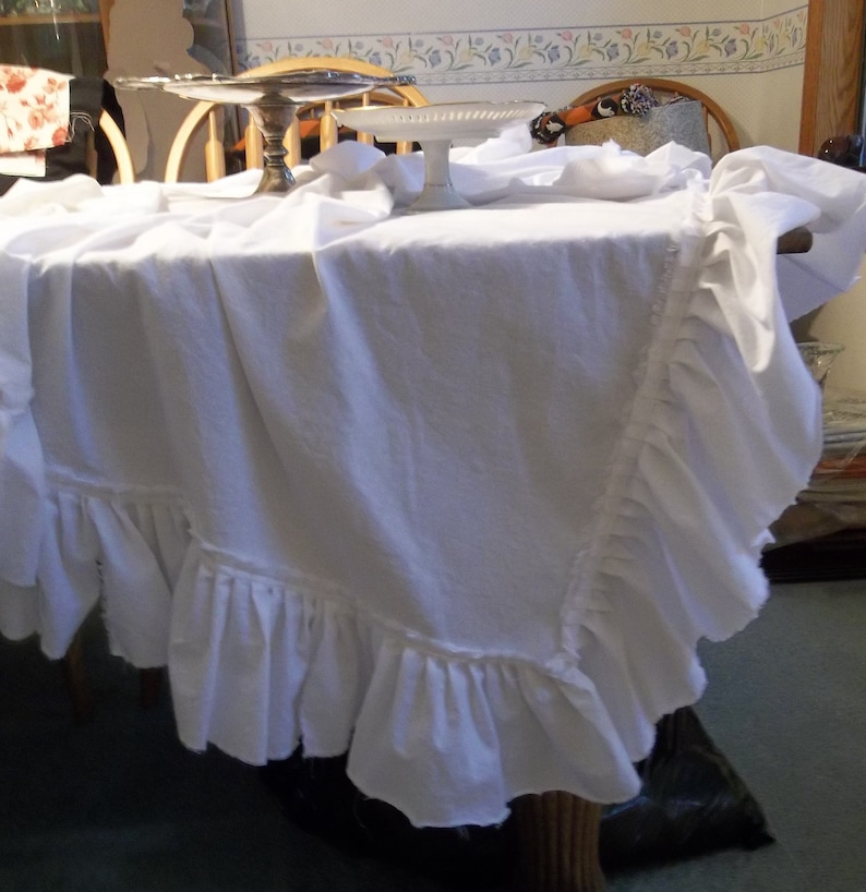 Torn Ruffled Tablecloth Shabby Romantic Table Throw White - Etsy