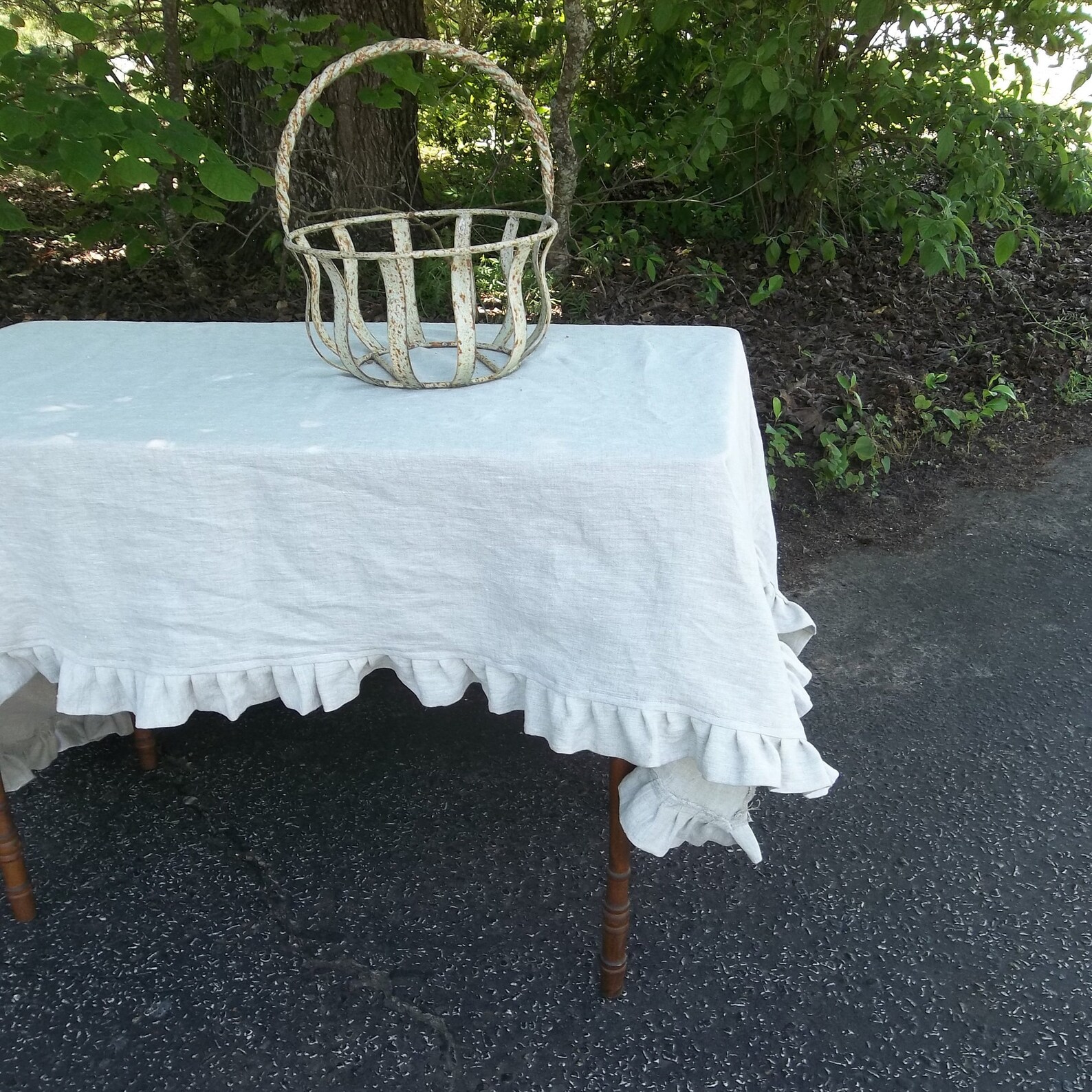 Ruffled Table Cloth With Small Ruffle Custom Sizes Linen - Etsy