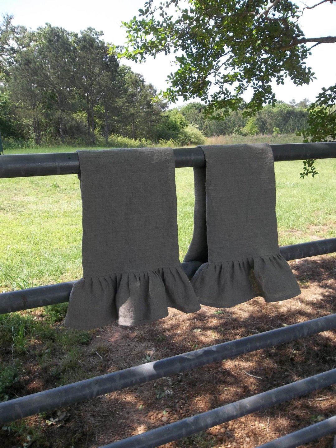 Ruffled Linen Towels (set of 2): French Country Bath Decor - Choose ...