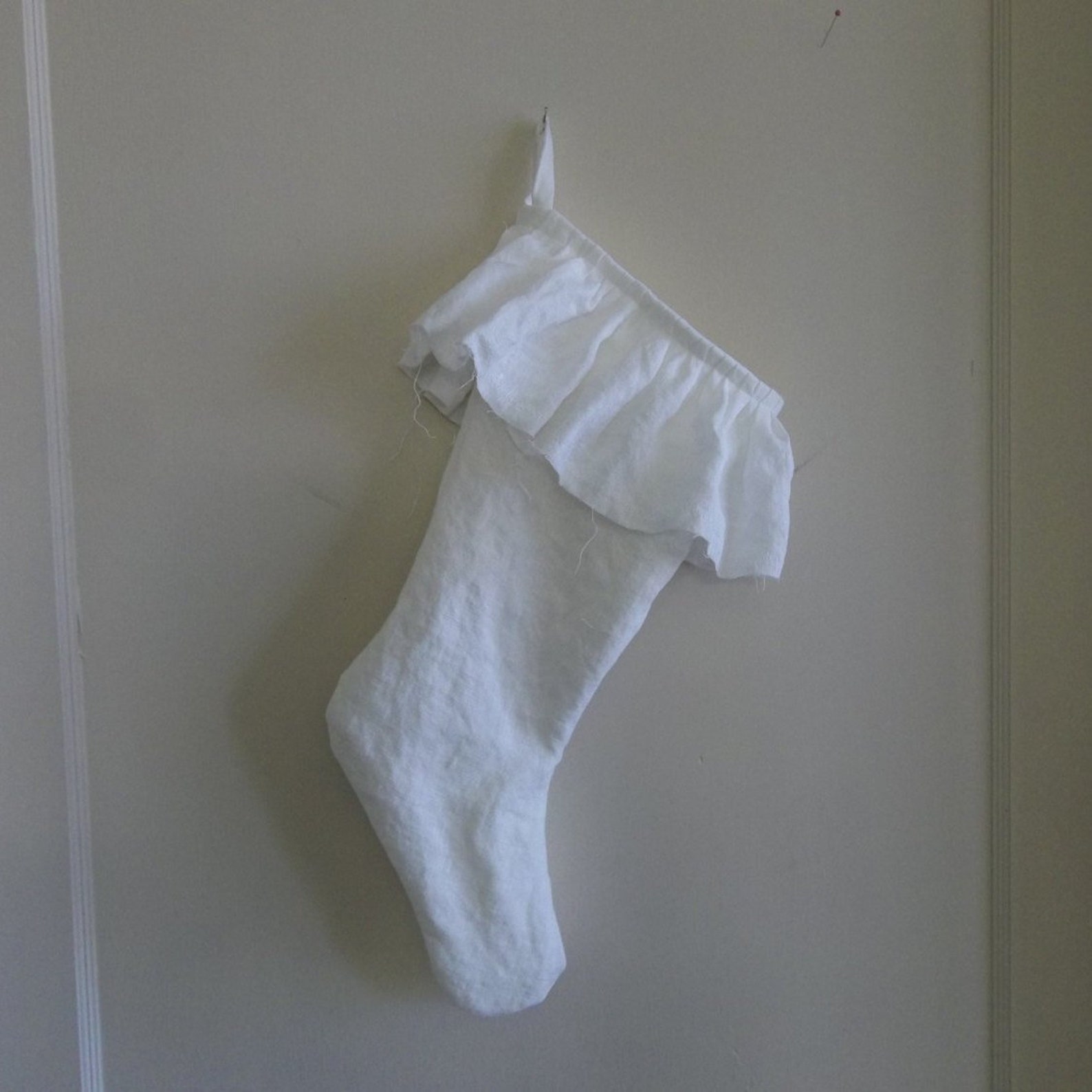 Handmade Ruffled Linen Christmas Stocking, Custom Christmas Decorations ...