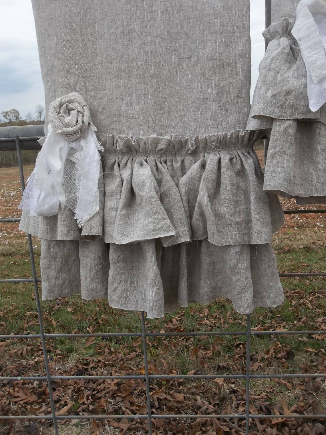 Ruffled Linen Bath Towels Shabby Cottage Style Linen Bath Set - Etsy