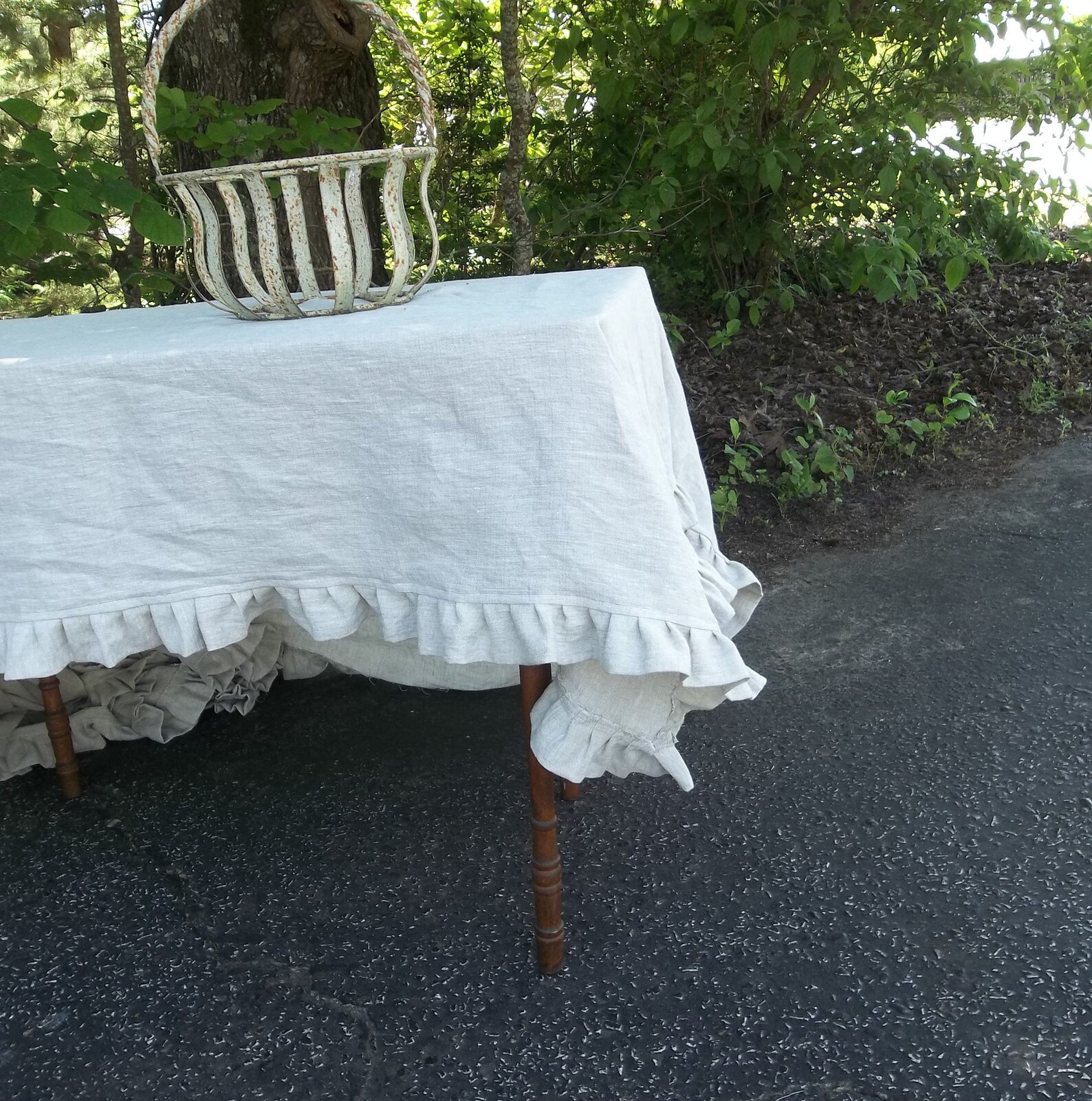 Ruffled Table Cloth With Small Ruffle Custom Sizes Linen - Etsy