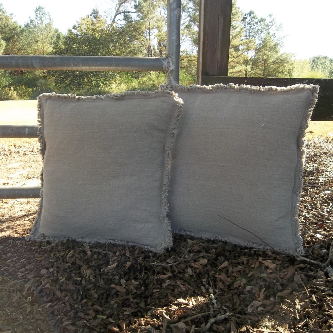 3 Frayed Edge Linen Pillows Custom Sizes Natural Linen Pillows - Etsy