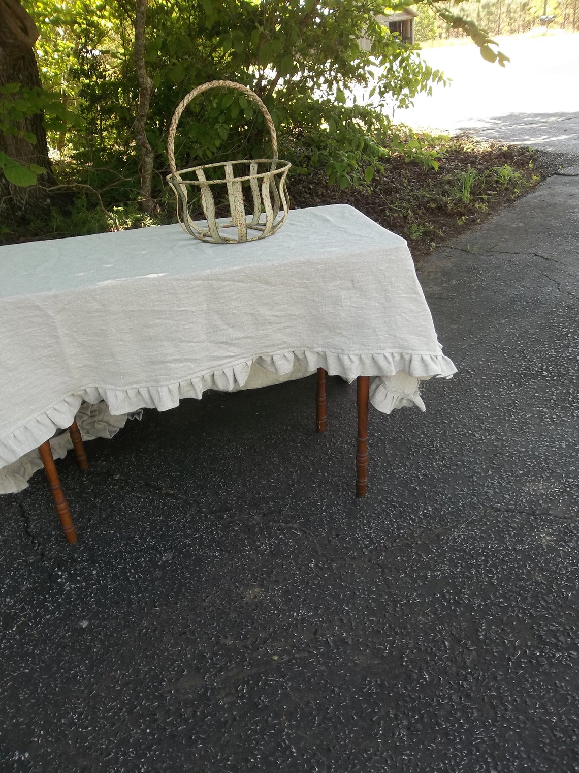 Ruffled Table Cloth With Small Ruffle Custom Sizes Linen - Etsy