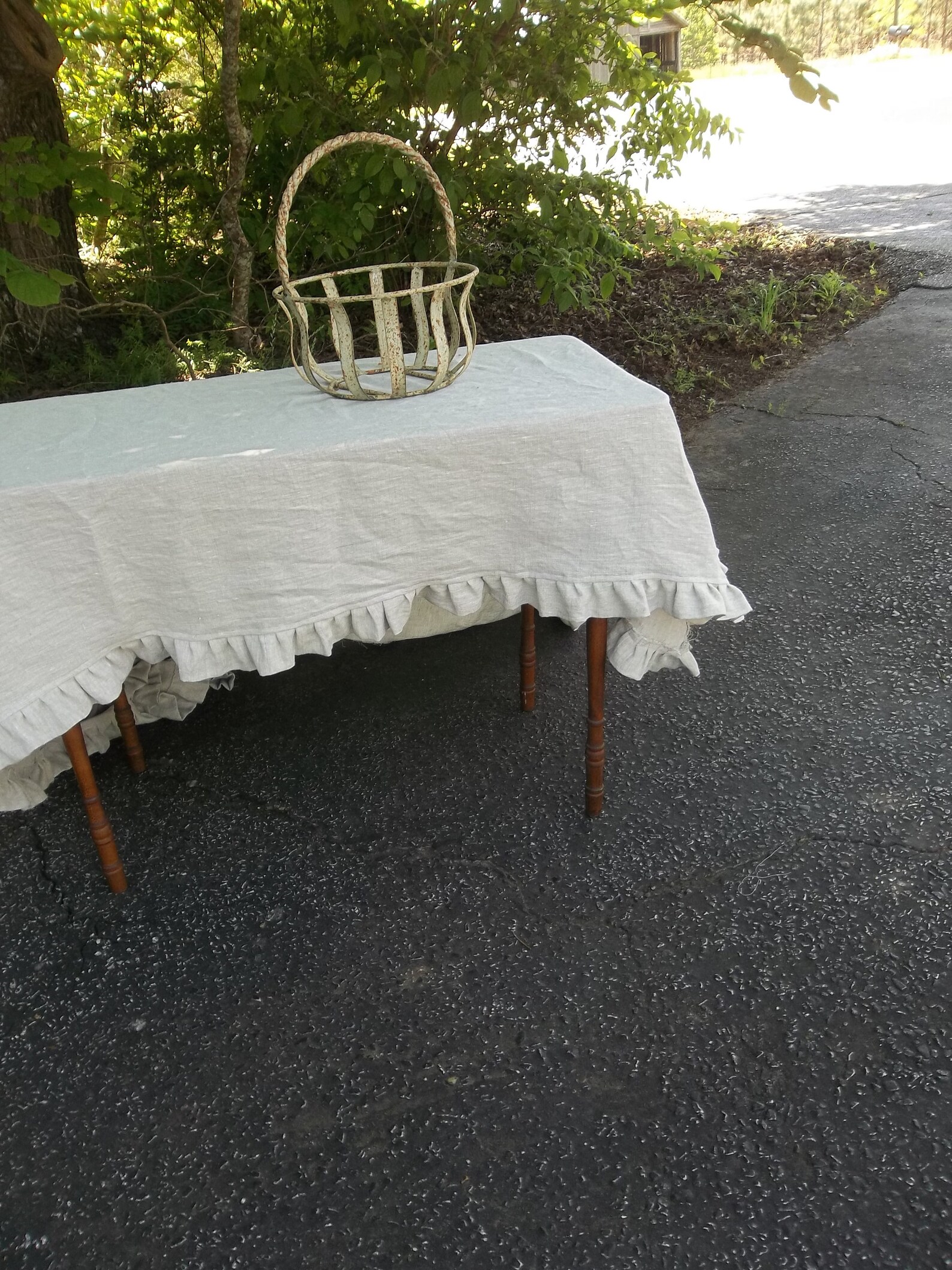 Ruffled Table Cloth With Small Ruffle Custom Sizes Linen - Etsy