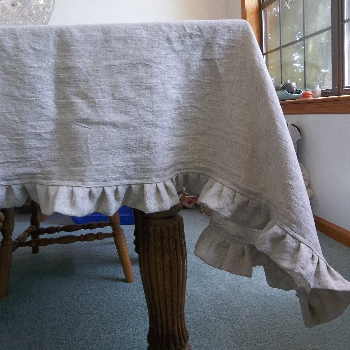 Ruffled Table Cloth With Small Ruffle Custom Sizes Linen - Etsy