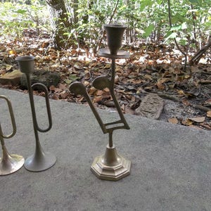 6 Brass Bugle Candle Holders Vintage Brass Candle Holders Brass ...